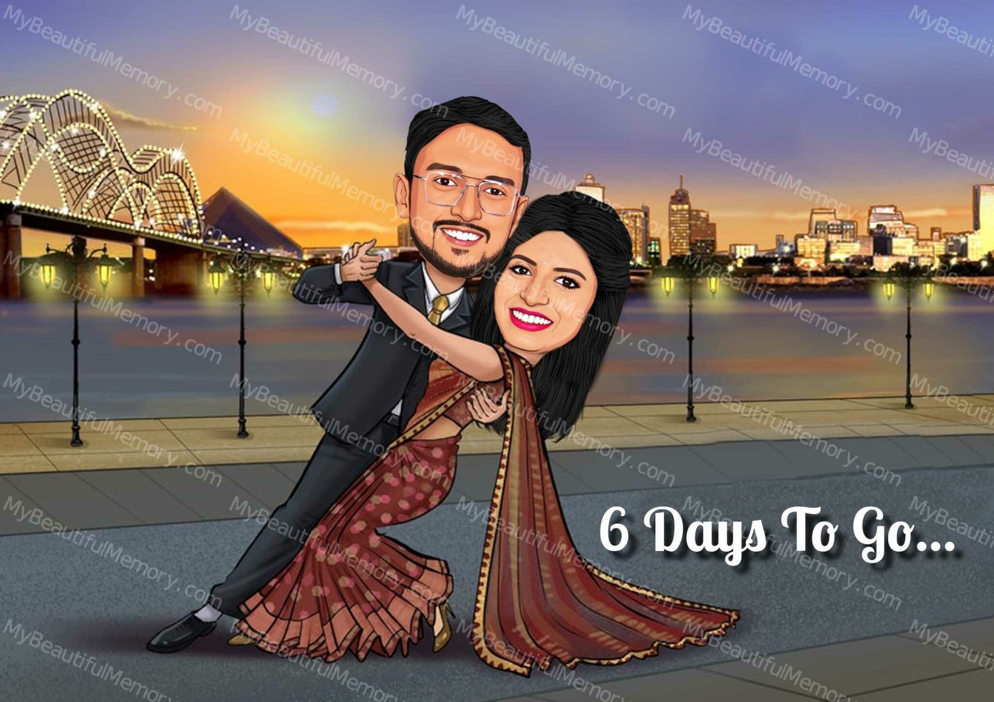 Traditional Indian Wedding Caricature Invitation MBMC04 ...